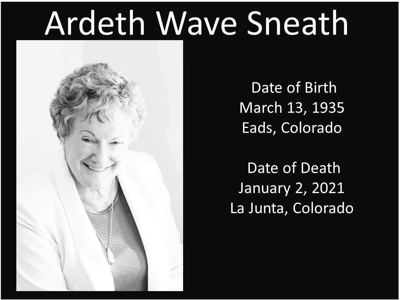 SECO NEWS - Ardeth Wave Sneath Virtual Eulogy