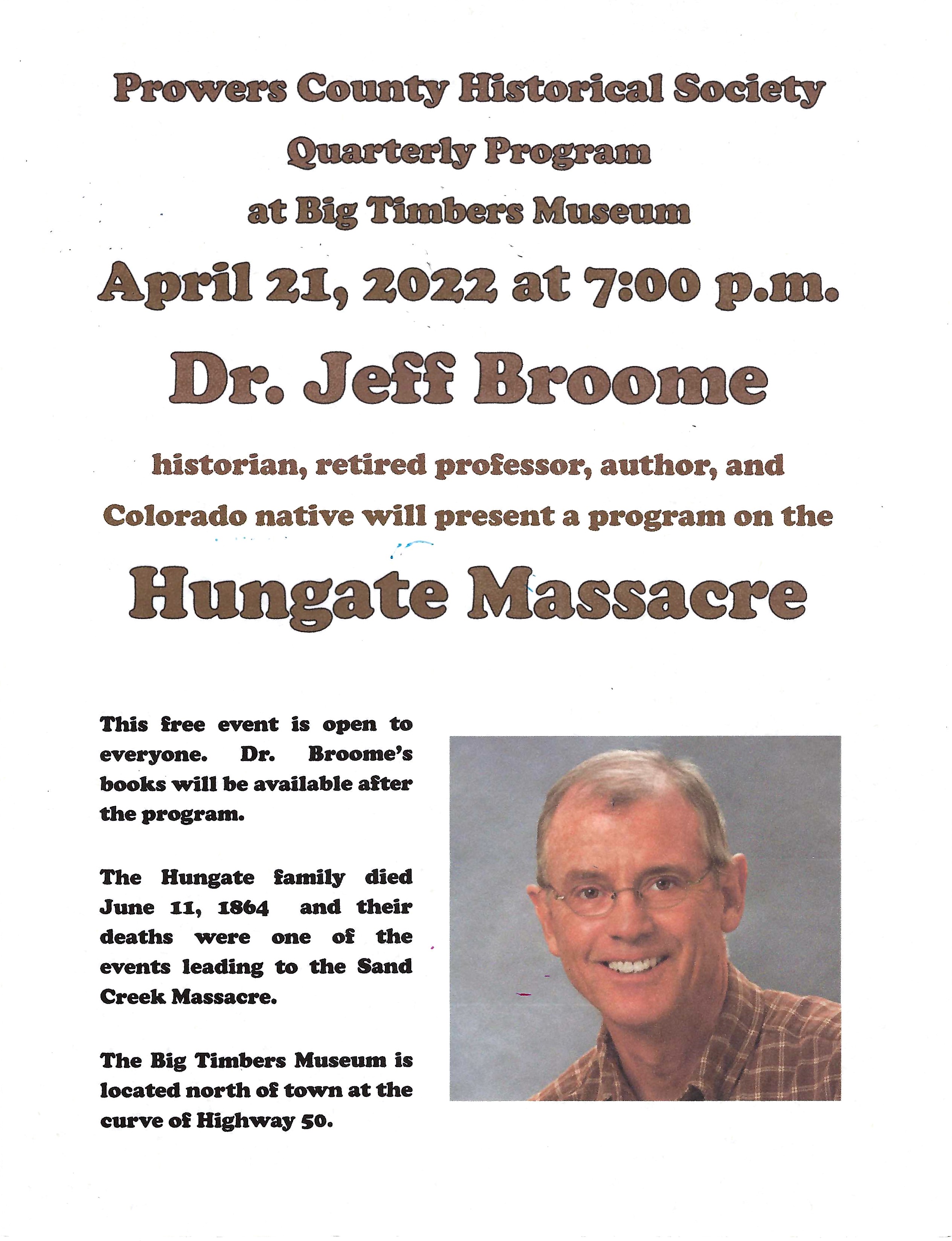 SECO NEWS - Hungate Massacre Presentation at Big Timbers Museum April ...