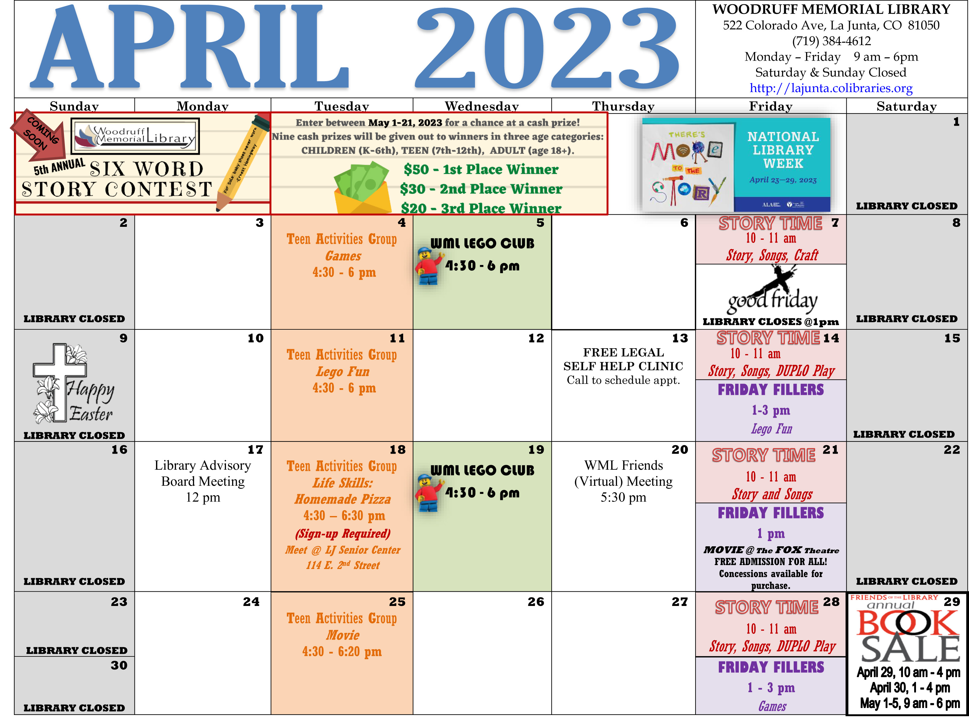 SECO NEWS - Woodruff Memorial Library Calendar April 2023