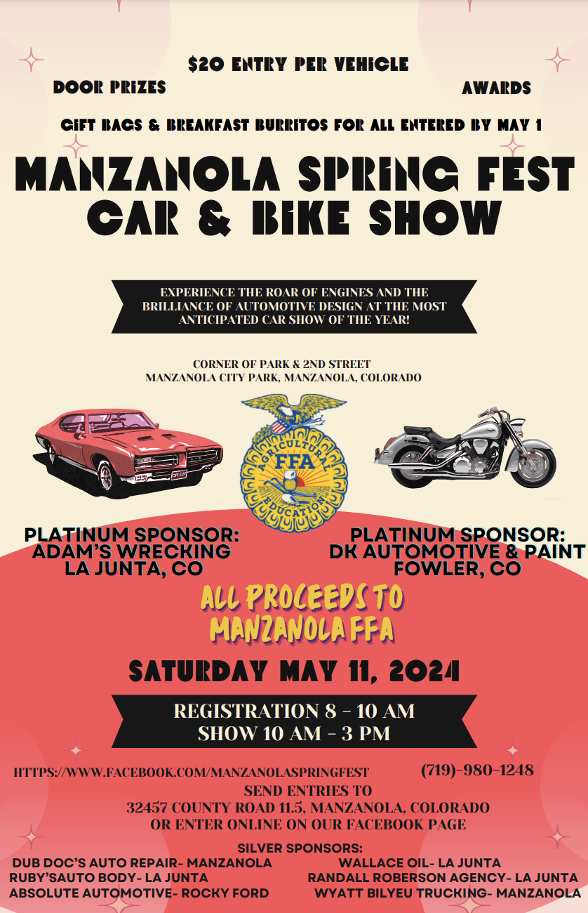 SECO NEWS - Manzanola Springfest Car & Bike Show May 11, 2024