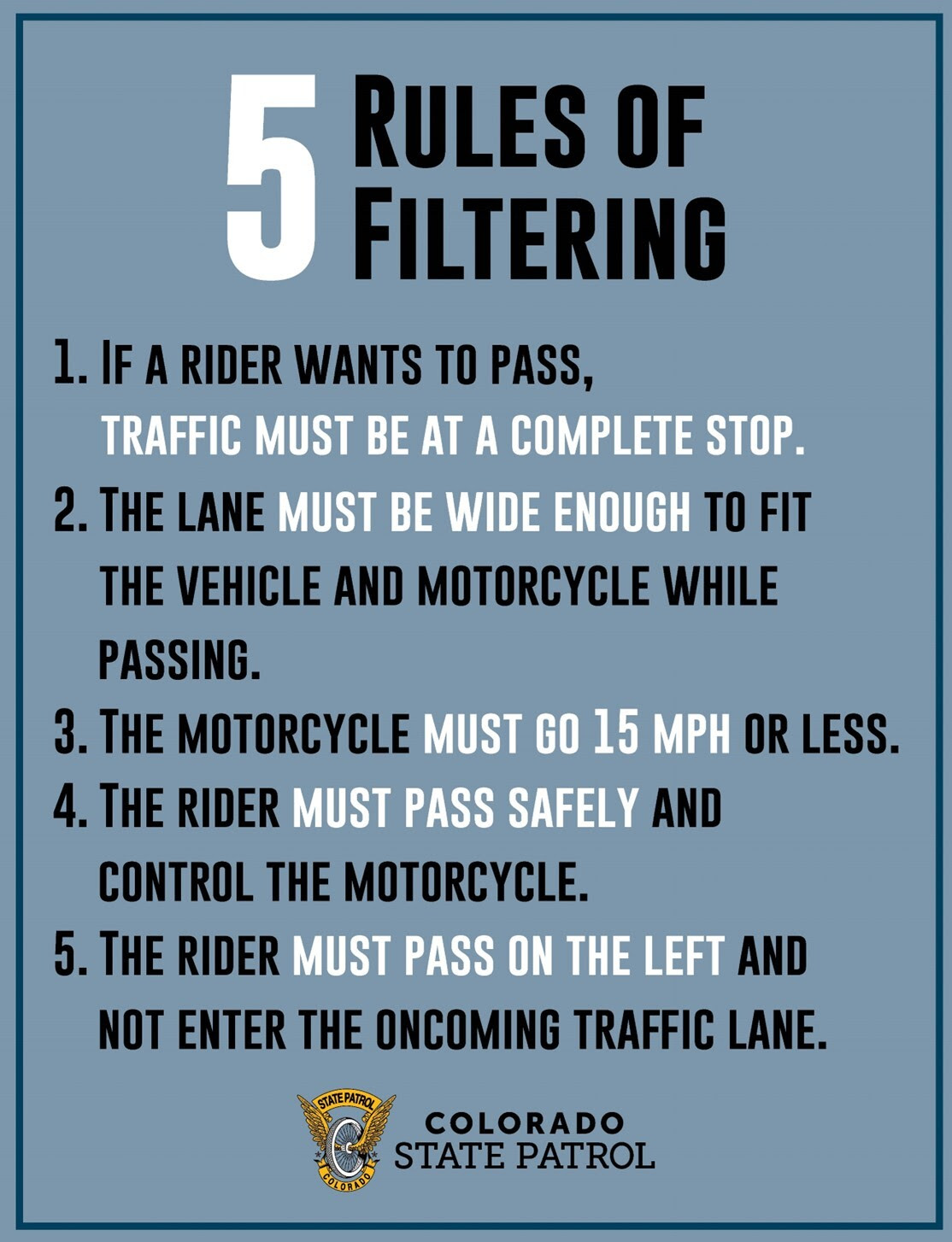 SECO NEWS - Colorado State Patrol: 5 Rules of Lane Filtering